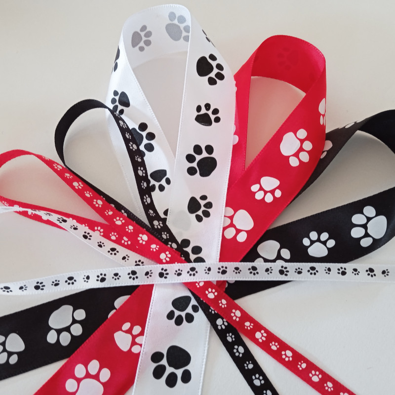 Satin Paw Print Ribbon